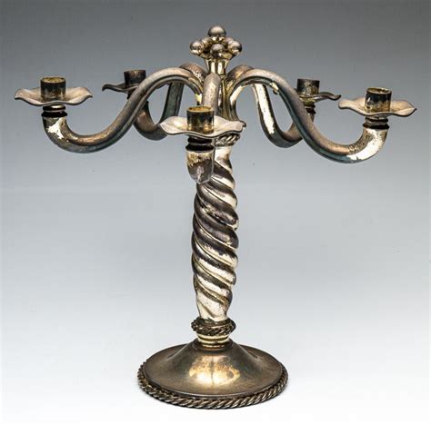 Twisted Stem Silver Candlestick 36 Cm Height Candelabra Candlesticks