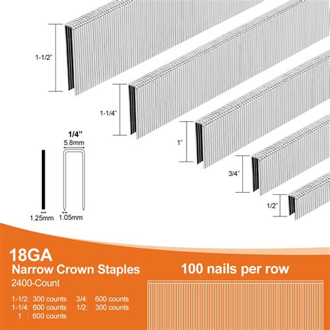 Pinoze 4200 Count 18 Gauge 1 4″ Narrow Crown Staples 38 32 25 19