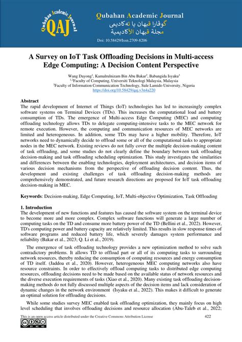 pdf a survey on iot task offloading decisions in multi access edge computing a decision