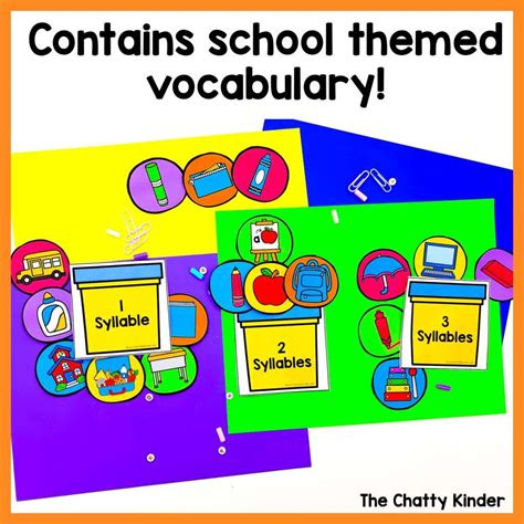 Syllable Sorting Activity Kindergarten Back To School Literacy Center The Chatty Kinder