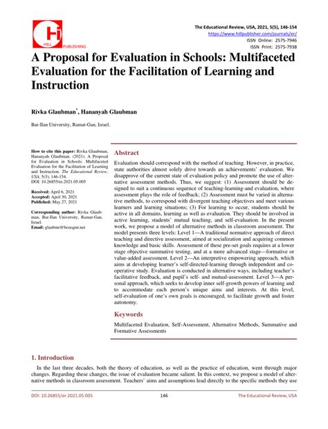 Pdf A Proposal For Evaluation In Schools Multifaceted Evaluation For