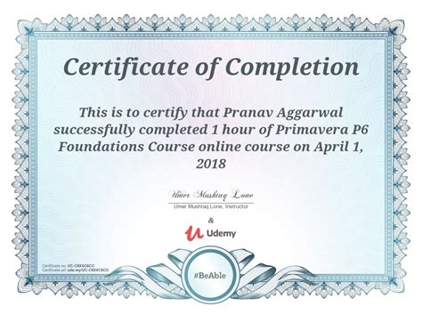 pranav aggarwal on linkedin completion certificate for primavera p6 foundations course