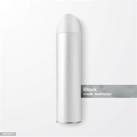 벡터 3d 현실적인 흰색 빈 스프레이 수 공기 청정기 병 근접 촬영 흰색 배경에 고립 모의 패키지 헤어 스프레이 탈취에 대 한 분무기의 디자인 서식 파일입니다 평면도