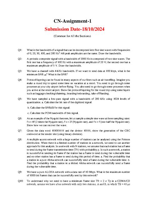 cn assignment all sections cn assignment 1 submission date 18 10