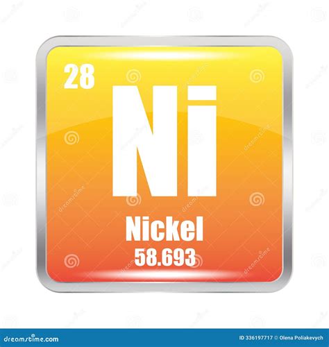 Nickel Element Icon Atomic Number 28 Nickel 58693 Mass Vector Ni