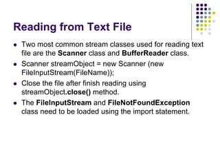 File Input And Output In Java Programing Language PPT