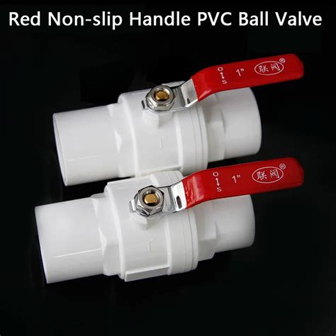 레드 미끄럼 방지 핸들 Pvc 볼 밸브 내경 20mm ~ 110mm 양방향 슬립 엔드 워터 차단 플로우 컨트롤러 밸브 1 개