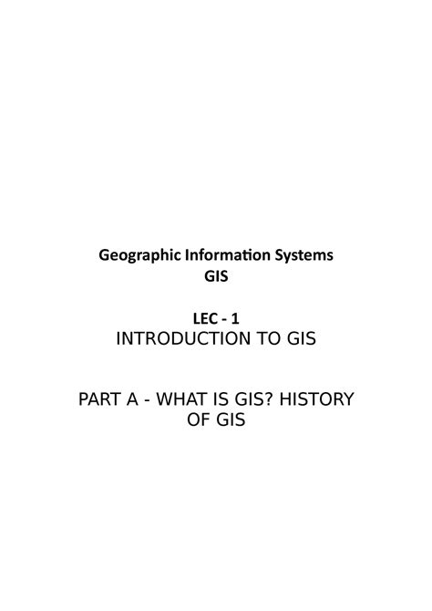 GIS Geographic Information Systems Lec Part A Geographic Information Systems GIS LEC
