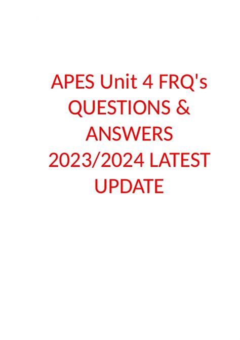 Apes Frq S All Units Questions And Answers 20232024 Latest Update 2023