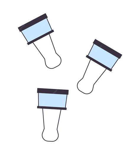 바인더 클립 플래트 라인 컬러 고립 터 객체 물건을 함께 고정시키는 서류 편집 가능한 클립 아트 백색 배경에 그림 웹 디자인을위한 간단한 윤 만화 스 일러스트 프리미엄 벡터