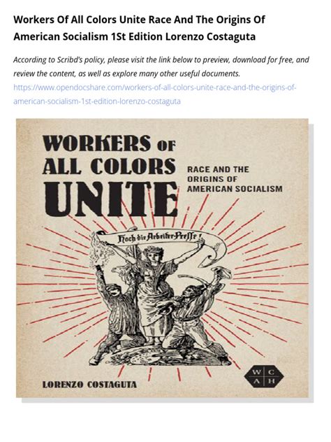 Workers Of All Colors Unite Race And The Origins Of American Socialism 1st Edition Lorenzo