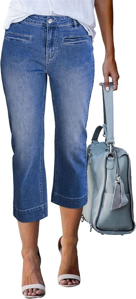 Brandclub Luvamia Capri Jeans For Women High Waisted Slim Straight