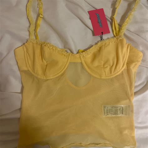 Edikted Yellow Mesh Top New With Tag Depop