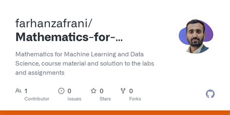 Github Farhanzafrani Mathematics For Machine Learning And Data Science Mathematics For