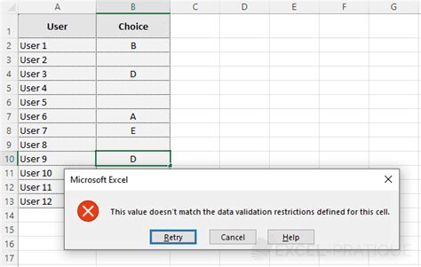 excel training data validation