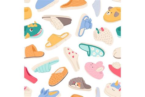 Home Cozy Slippers Seamless Pattern Comfortable Colorful H