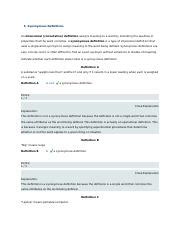 Aplia Assignment Synonymous Definitions Docx Synonymous Definitions An Intensional