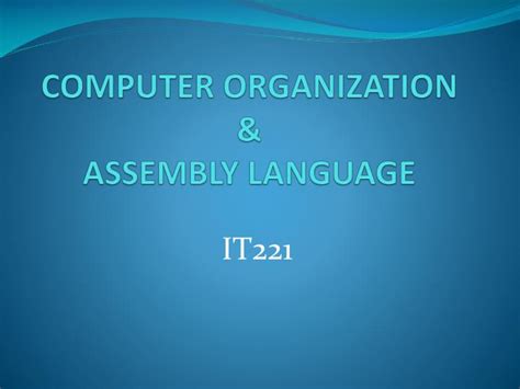 ppt computer organization and assembly language powerpoint presentation