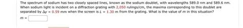 Solved The Spectrum Of Sodium Has Two Closely Spaced Lines
