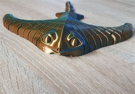 👌 2x Cute Manta Ray Flexible Articulated Tail And Fixed Tail Print