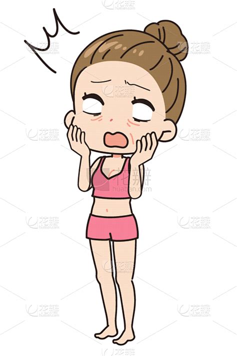 女人 全身像 绘画插图 皮肤 粗糙的 白色背景 疲劳的 垂直画幅 生活方式 图像