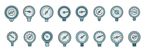 Gauge Manometer Icons Set Vector Color 41271964 Vector Art At Vecteezy