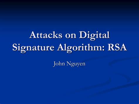 Ppt Attacks On Digital Signature Algorithm Rsa Powerpoint Presentation Id4351638