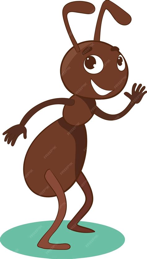 Premium Vector A Cartoon Image Of A Brown Ant Waving And Smiling