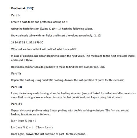 Solved Problem 4 35 Part 1 Create A Hash Table And