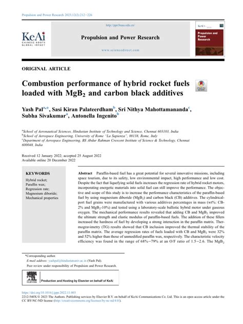 Combustion Performance Of Hybrid Rocket Fuels Loaded 2023propulsion And Po Pdf