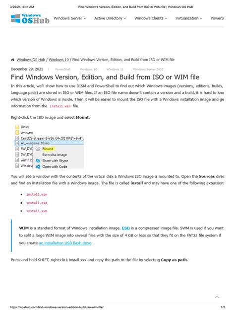 Find Windows Version Edition And Build From Iso Or Wim File Windows Os Hub Pdf