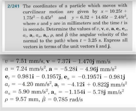 solved the coordinates of a particle which moves with
