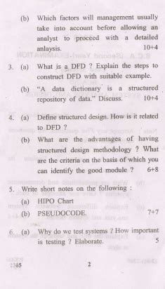 CDLU B C A II Year BCA System Analysis And Design Question Paper University Question