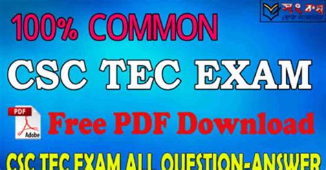 Csc Tec Exam Question Answer Key 2021 Free Pdf Download Songkolpa