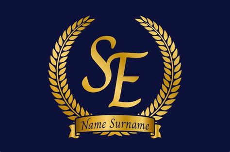 Initial Letter S And E Se Monogram Logo Design With Laurel Wreath
