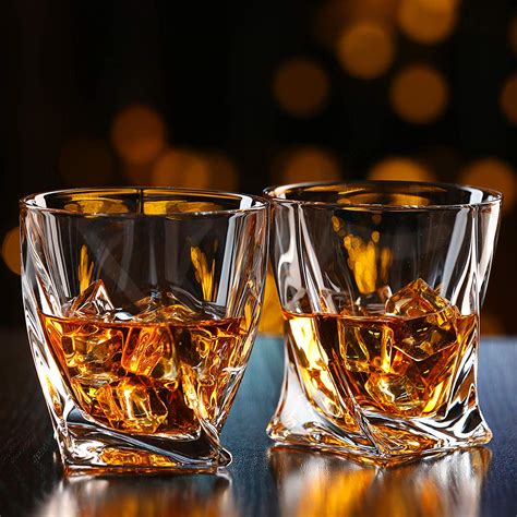China Crystal Whiskey Glass Set Of 4 Premium Lead Free Crystal Glasses Twist Tasting Tumblers