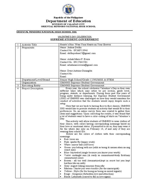 Valentines Day Color Coding Proposal Pdf