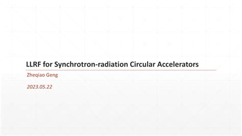 Pdf Llrf For Synchrotron Radiation Circular Accelerators