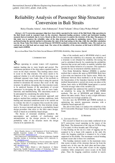 Pdf Reliability Analysis Of Passenger Ship Structure Conversion In Bali Straits