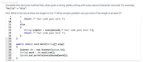 Solved Complete This Recursive Method That When Given A Chegg