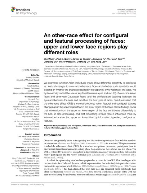 Pdf An Other Race Effect For Configural And Featural Processing Of Faces Upper And Lower Face