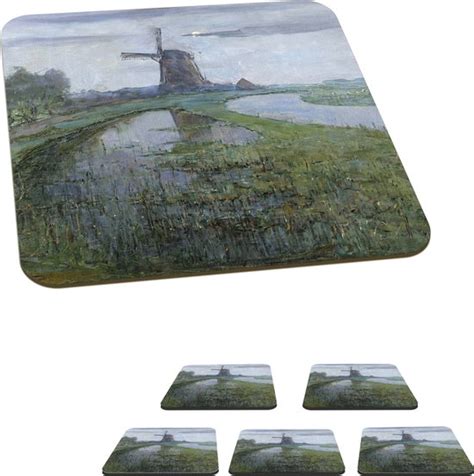 Onderzetters Voor Glazen Oostzijdse Molen Aan Het Gein Bij Maanlicht Piet