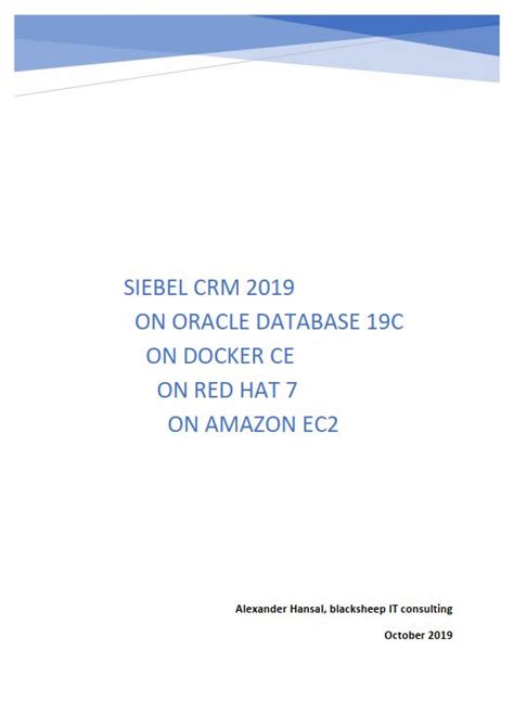 Siebel 2019 On Docker New Siebel Hub Blue Book The Siebel Hub