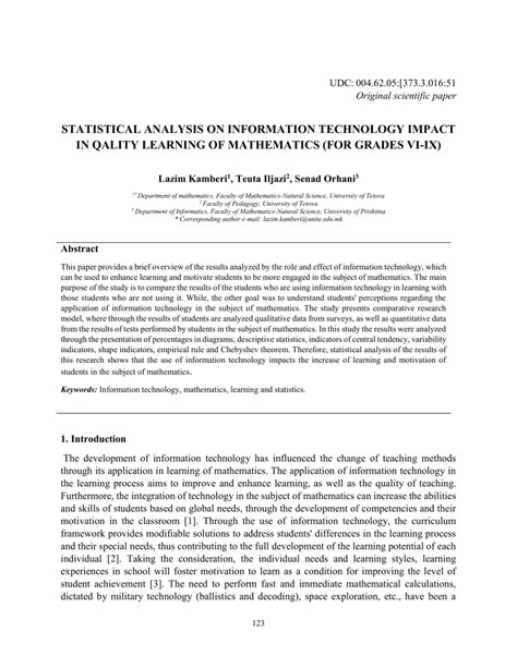 Pdf Statistical Analysis On Information Technology Impact In Quality Learning Of Mathematics