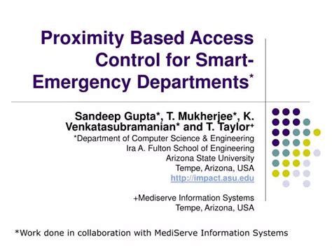 Ppt Proximity Based Access Control For Smart Emergency Departments