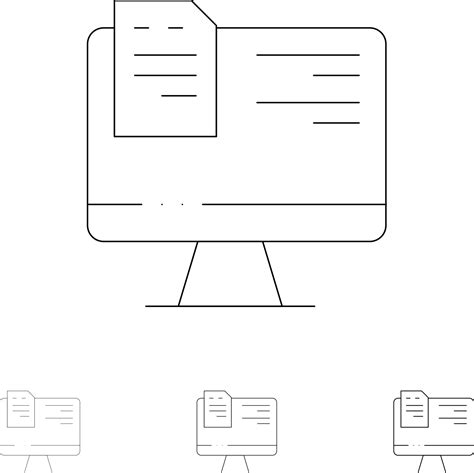 Computer File Education Online Bold And Thin Black Line Icon Set