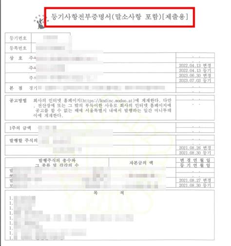 법인등기부등본 등기사항전부증명서 발급 네이버 블로그