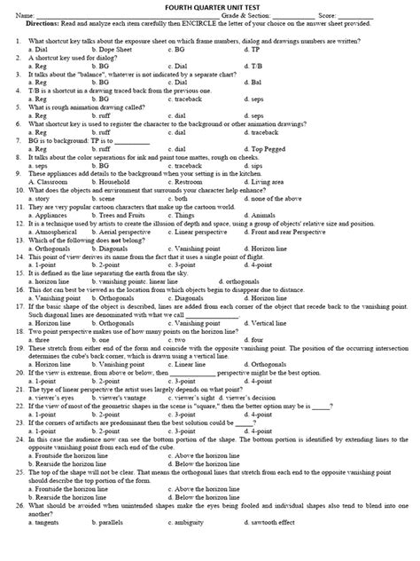 Ict 9 Unit Test Pdf Perspective Graphical Horizon