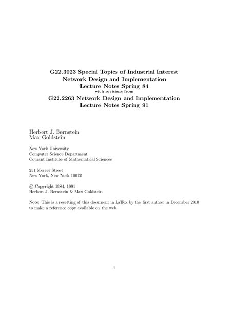 Pdf G223023 Special Topics Of Industrial Interest Network Design And