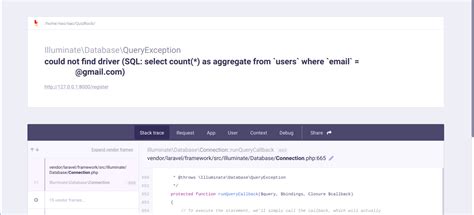 Laravelで新規登録後エラーが出る。